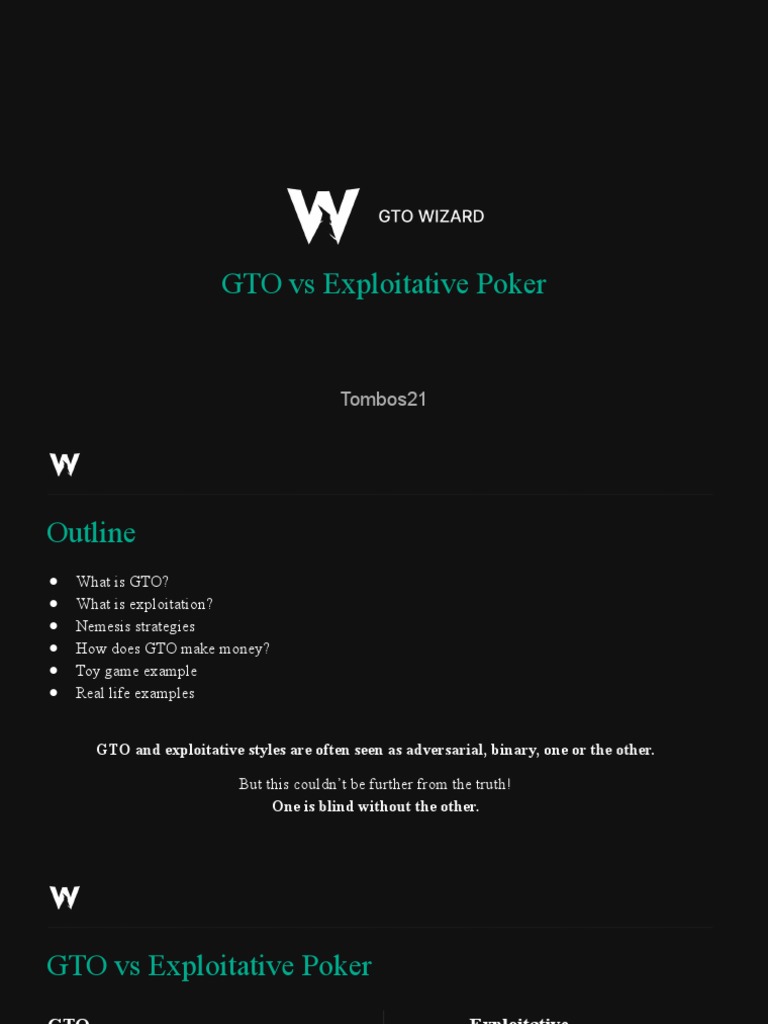 GTO Vs Exploitative Poker | PDF