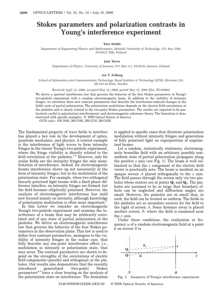 Stokes Parameters and Polarization Contrasts in Young's Interference ...