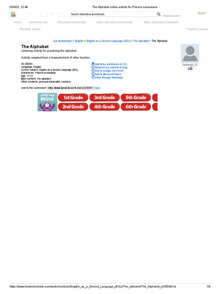 The Alphabet Online Activity For Primero Secundaria | PDF | English As ...