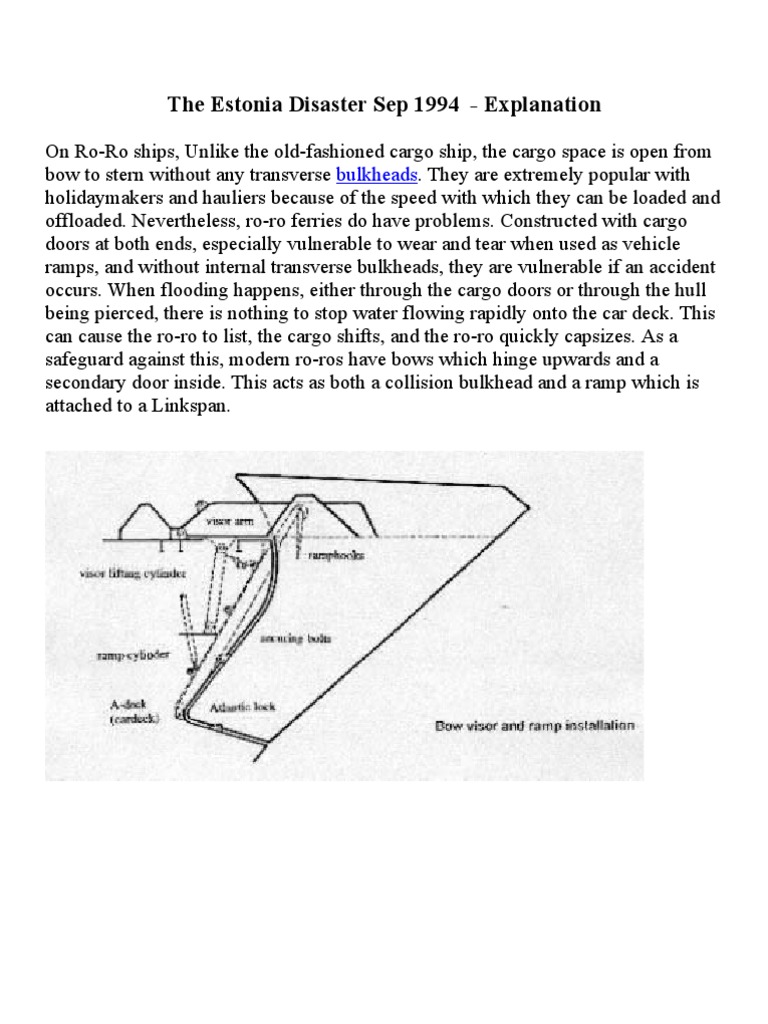 Estonia Bow Visor & Ramp Damage Brief Recap | PDF | Ships | Water Transport