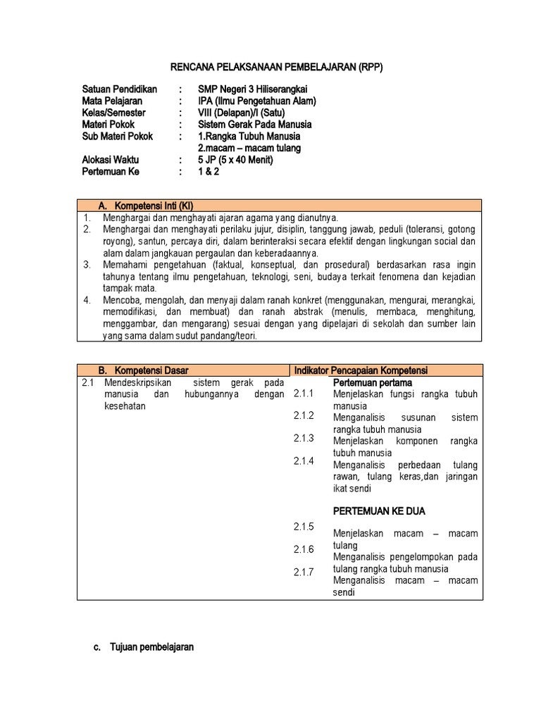 RPP IPA Kelas VIII: Sistem Gerak | PDF | Ilmu Sosial