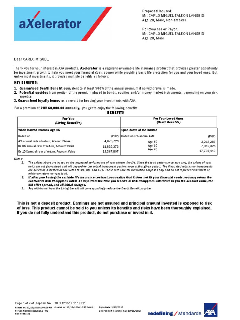 R PT Axel Erator | PDF | Insurance | Investment Fund