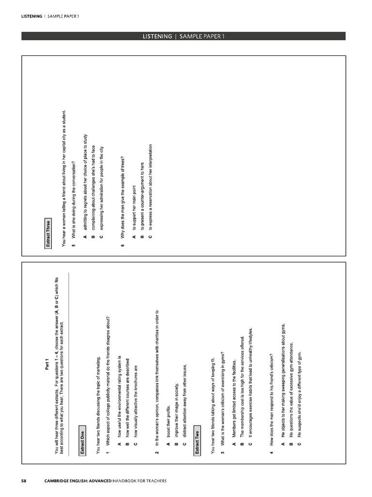 Cae Handbook Listening 1 | PDF