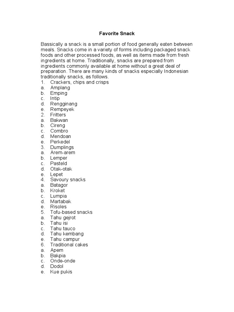 Favorite Snack | PDF | Cooking, Food & Wine | Home & Garden