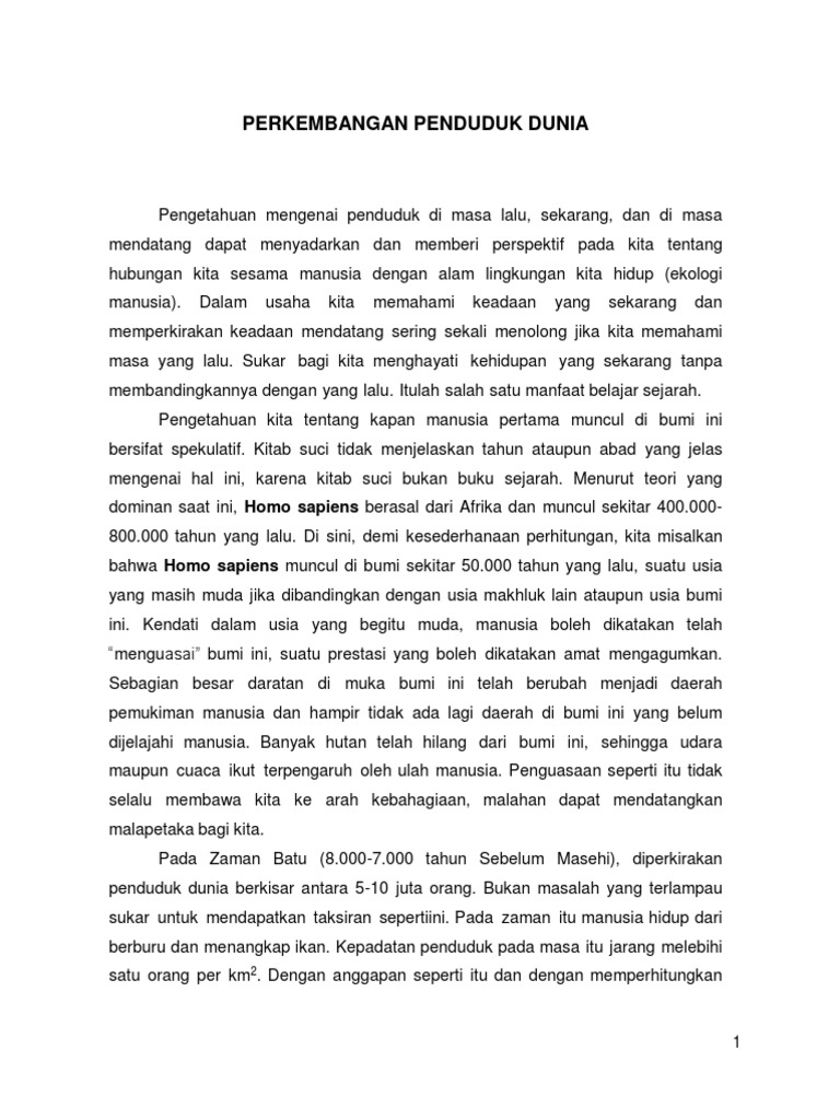 Pertumbuhan Penduduk Dunia Sejarah dan Dampaknya | PDF | Ilmu Sosial ...