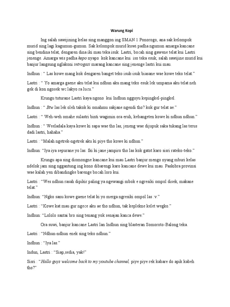 Teks Drama Bahasa Jawa | PDF