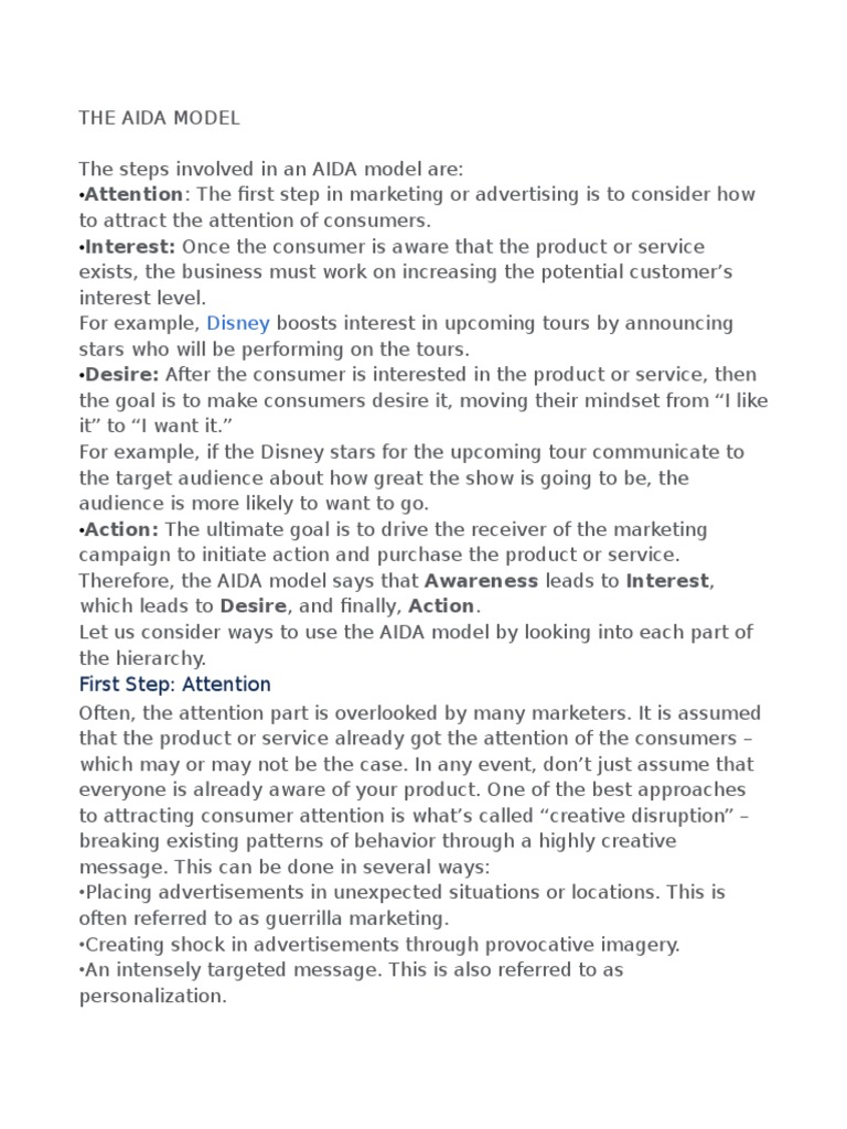 Aida Model Notes | PDF | Marketing | Business