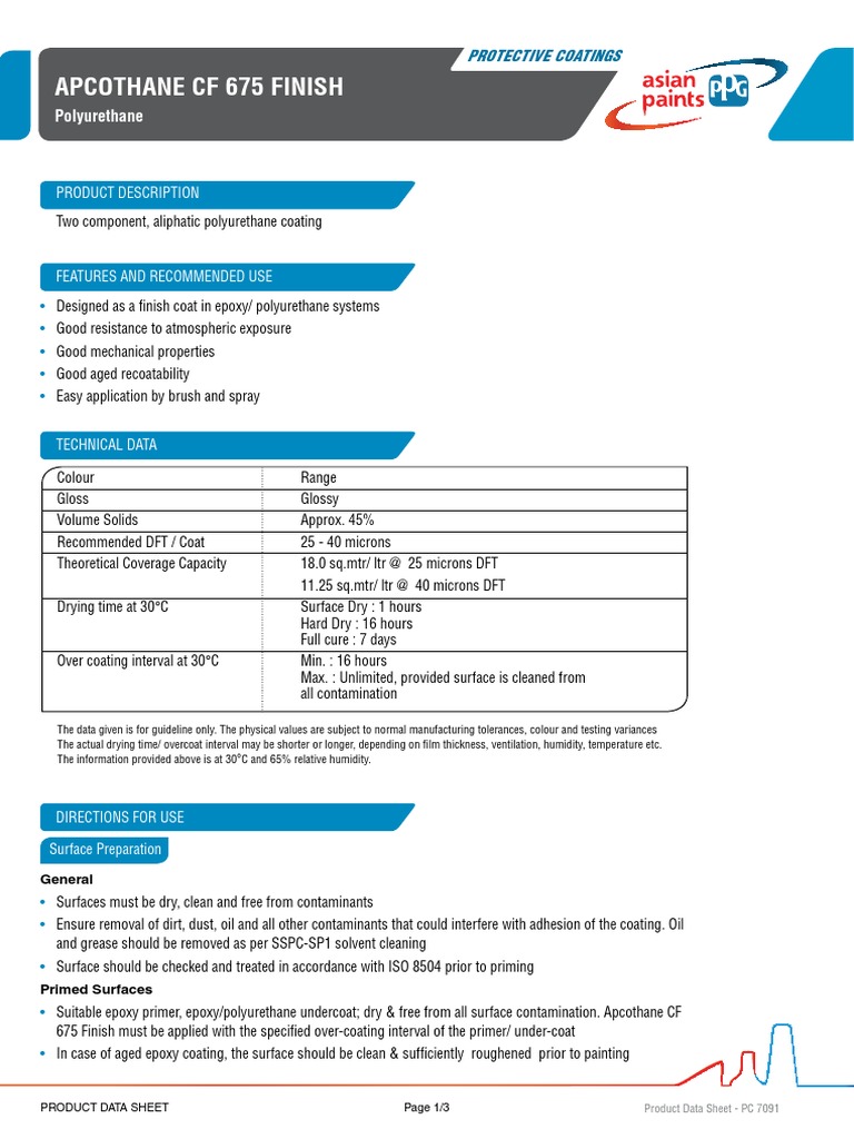 PC 7091 - Apcothane CF 675 Finish | PDF