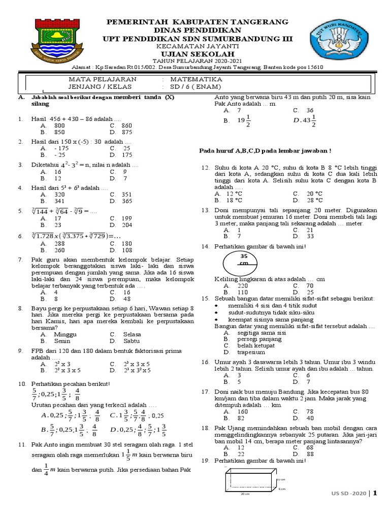 3 - Naskah Soal Matematika | PDF