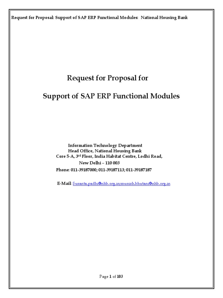 RFP For Support of SAP ERP Functional Modules | PDF | Request For ...