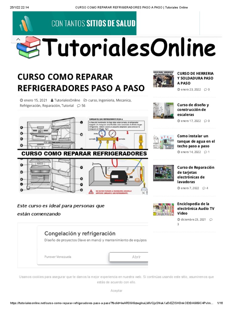 CURSO COMO REPARAR REFRIGERADORES PASO A PASO - Tutoriales Online | PDF | Refrigerador | Gases