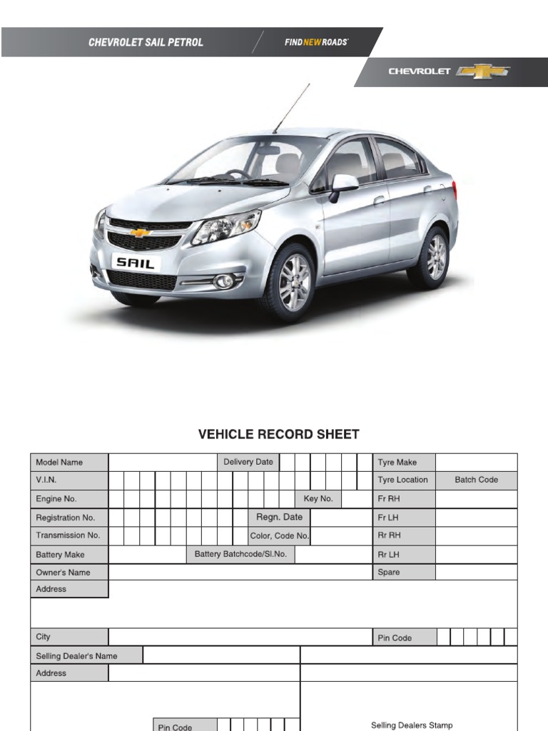 FICHE TECHNIQUE CHEVROLET SAIL | PDF | Trunk (Car) | Manual Transmission