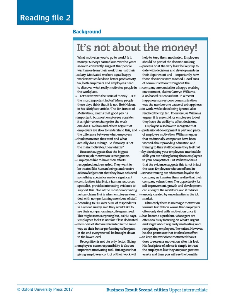 Br2e Upper-Int Readingfile02 | PDF | Employment | Motivation