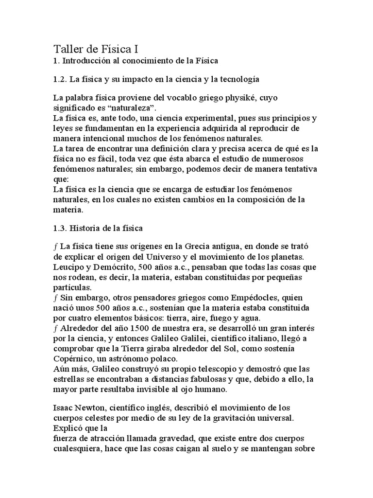 Taller De Física I Pdf Física Science