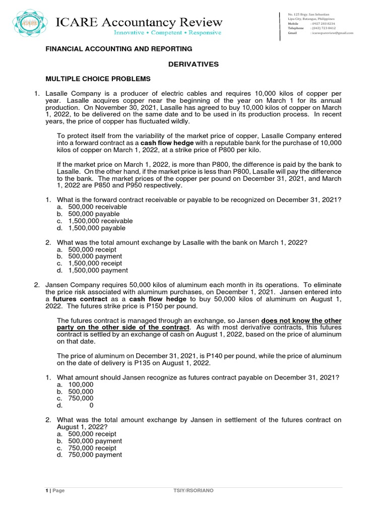 Basic Derivatives | PDF | Option (Finance) | Derivative (Finance)