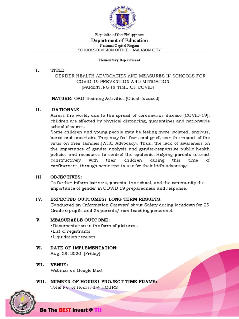 GAD Proposal Client Focused | PDF | Quarantine | Epidemiology