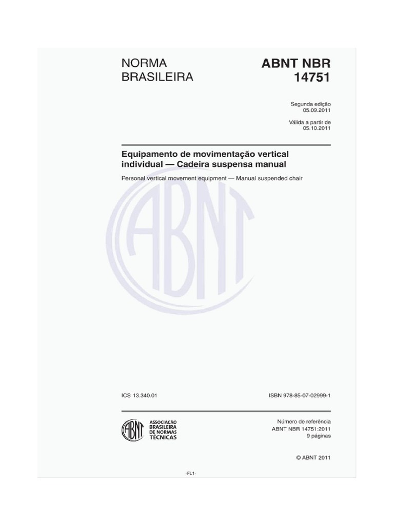 NBR 14751 Cadeiras Suspensas | PDF