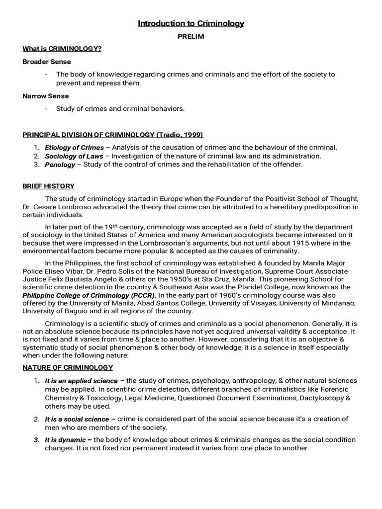 Overview of Criminology Principles | PDF | Crime & Violence | Crimes