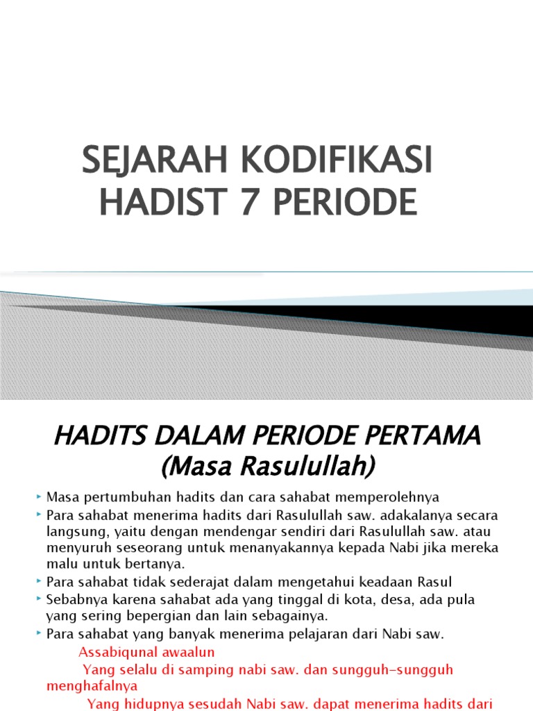 Sejarah Kodifikasi Hadist 7 Periode | PDF
