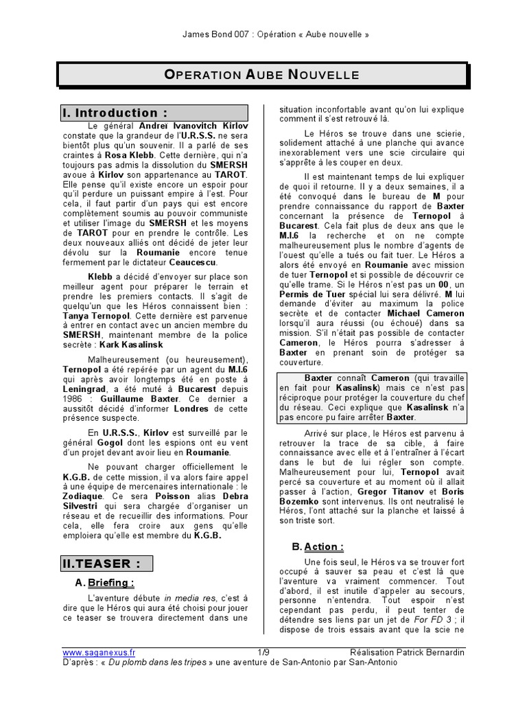 James Bond 007 Scénario6 Opération Aube Nouvelle | PDF