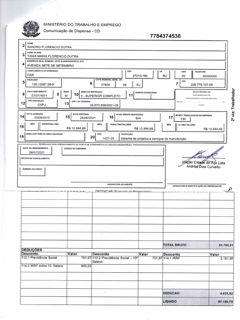 Comunicação de Dispensa | PDF