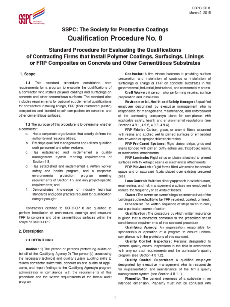 SSPC QP 8 | PDF | Occupational Safety And Health | Employment