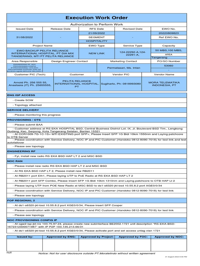 Ewo Backup Pelita Reliance International Hospital. PT | PDF ...