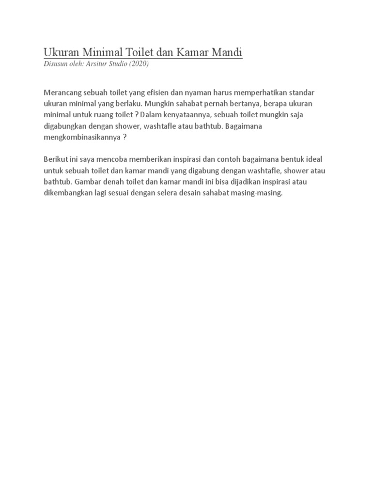 Ukuran Minimal Toilet Dan Kamar Mandi | PDF