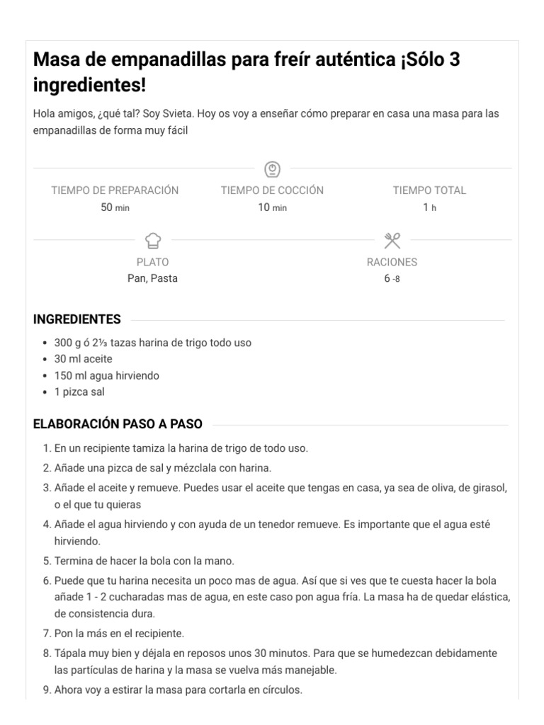 Masa de Empanadillas para Freír Auténtica ¡Sólo 3 Ingredientes ... Masa de Empanadillas para Freír Auténtica ¡Sólo 3 Ingredientes ...