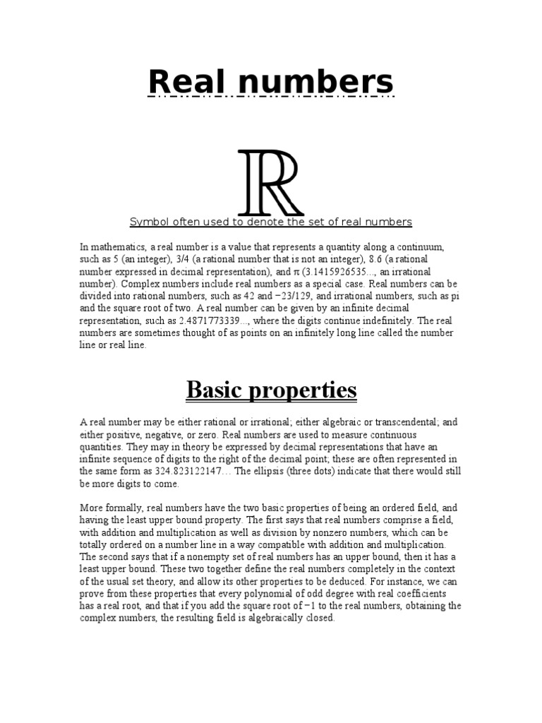 Any Real Number Symbol