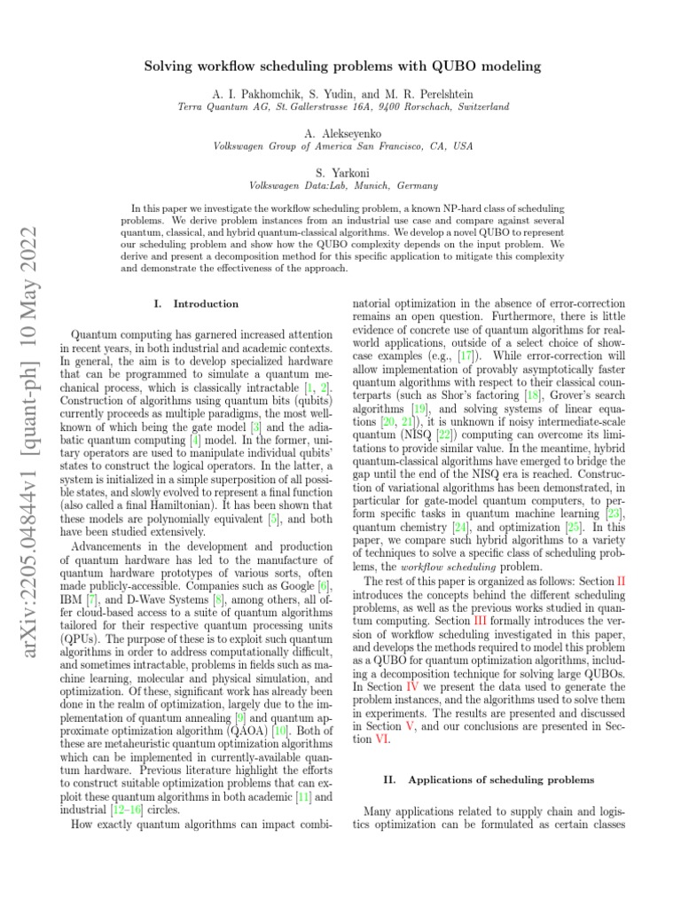 Solving Workflow Scheduling Problems With QUBO Modeling | PDF | Quantum Computing | Mathematical ...