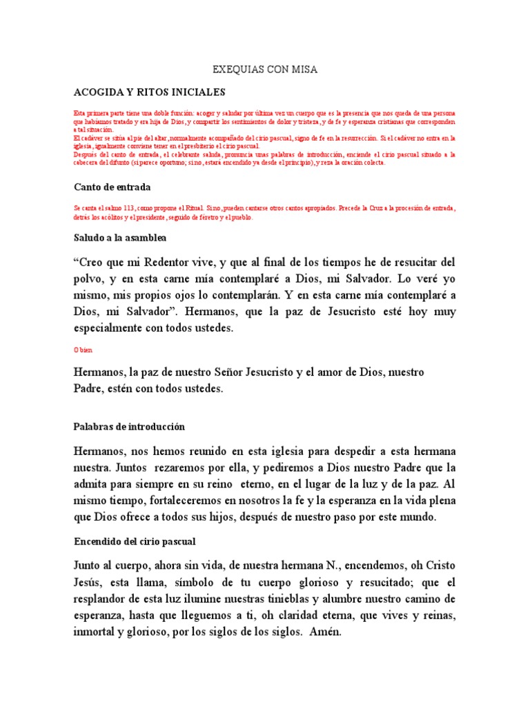 Exequias Con Misa | PDF | Misa (liturgia) | eucaristía