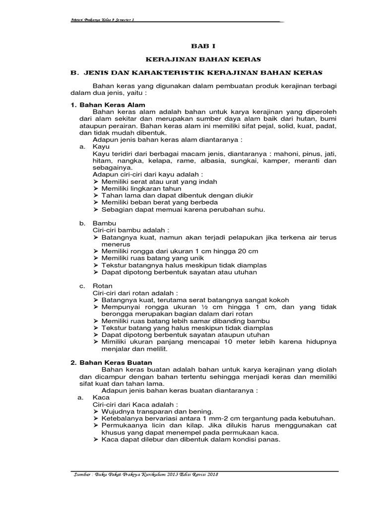 B. Jenis Dan Karakteristik Kerajinan Bahan Keras | PDF