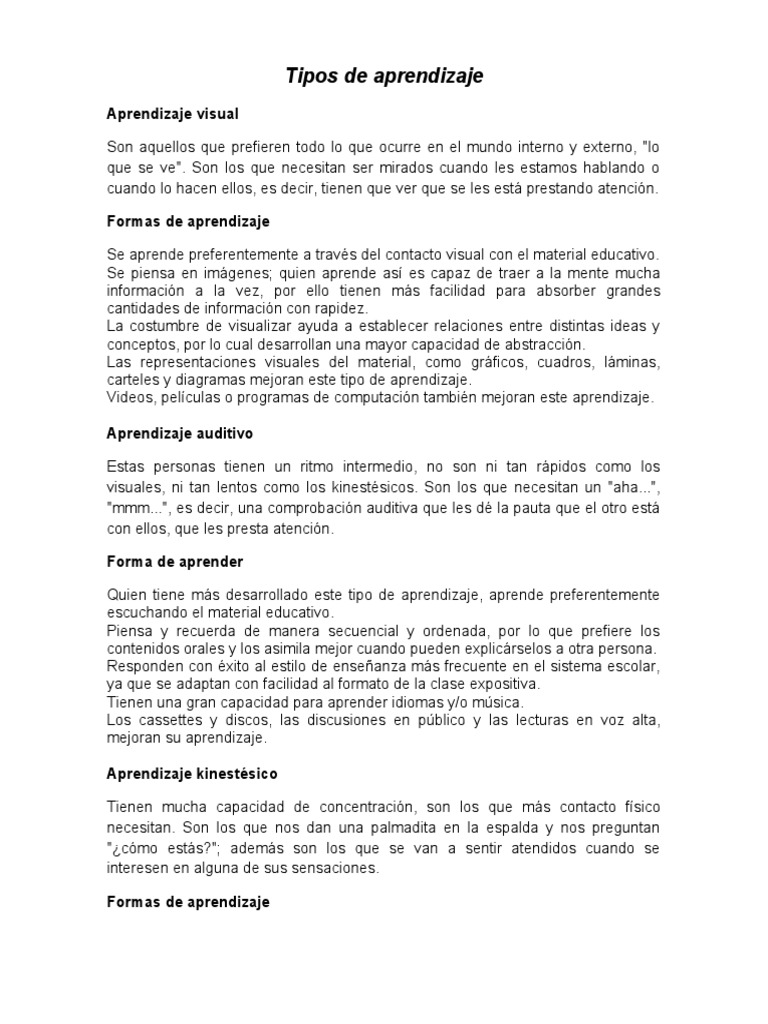 Tipos de Aprendizaje | PDF