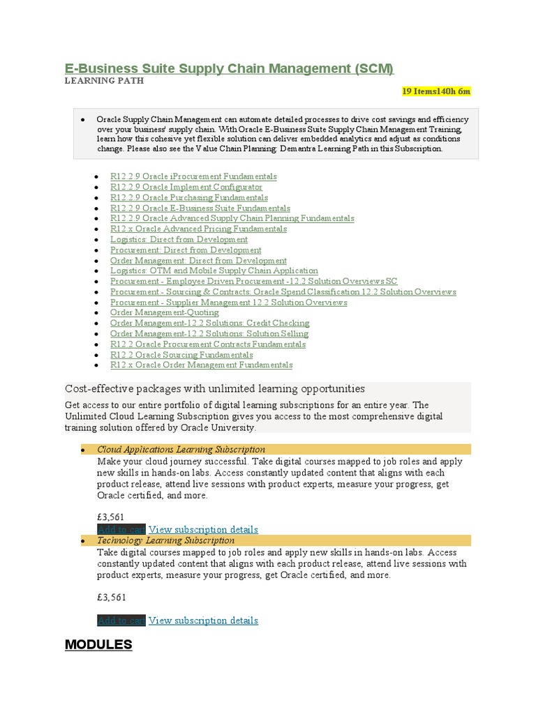 E-Business Suite Supply Chain Management (SCM) | PDF | Procurement ...