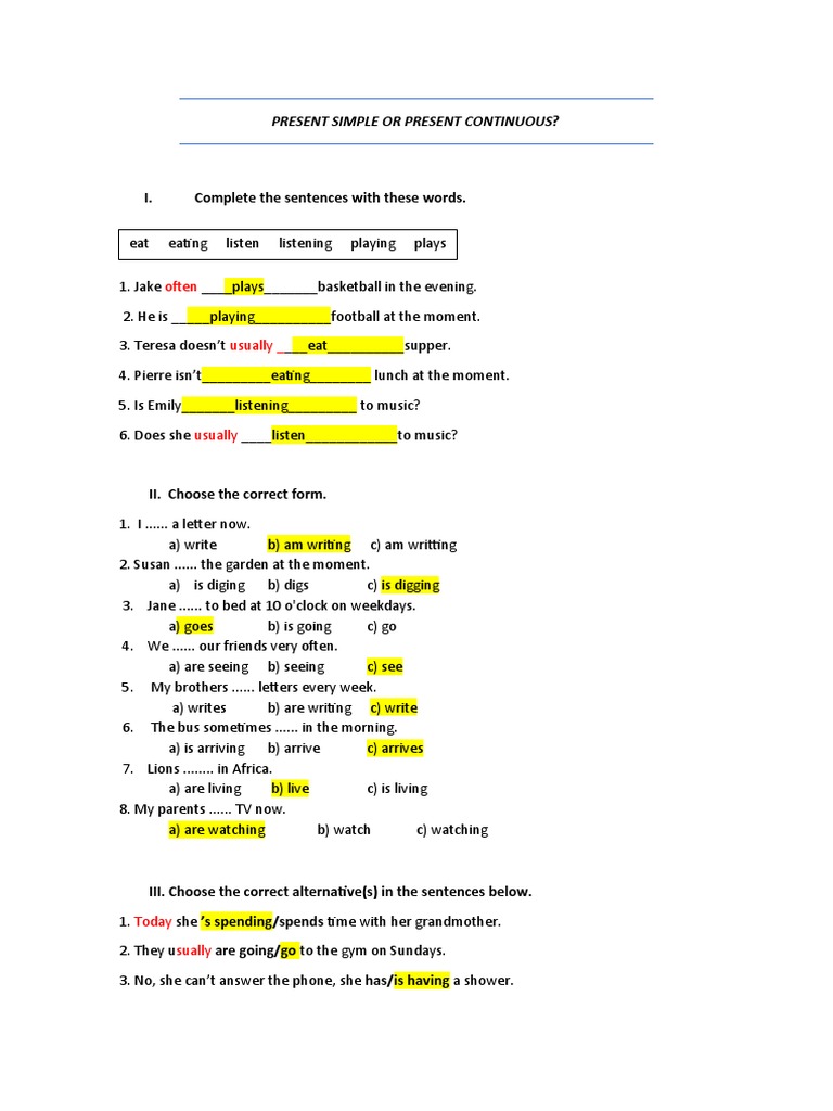 Present Simple VS Present Continuous | PDF | Linguistics | Languages