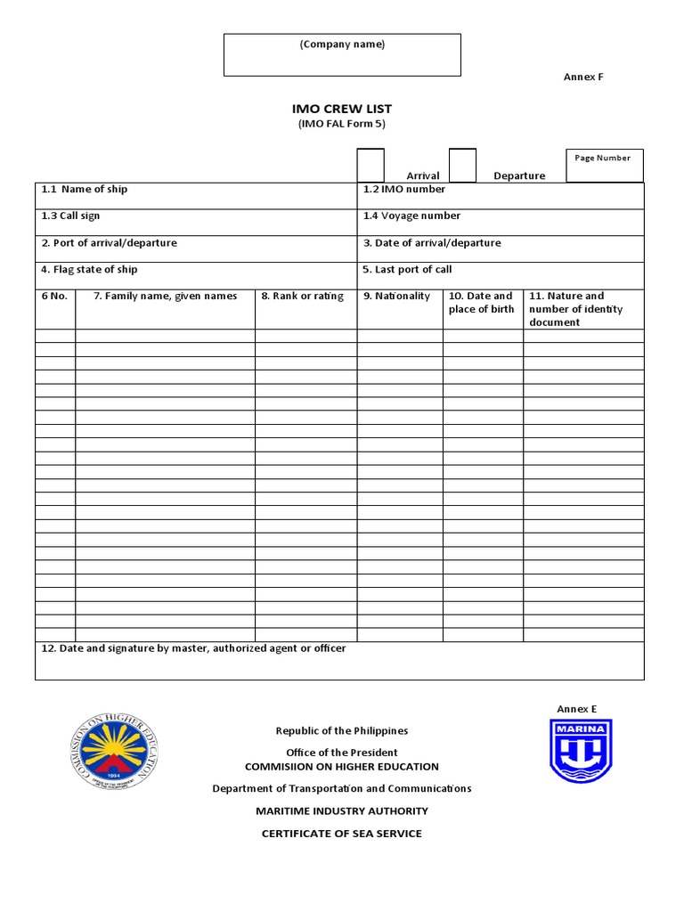 CHED MARINA CREW LIST and CS | PDF
