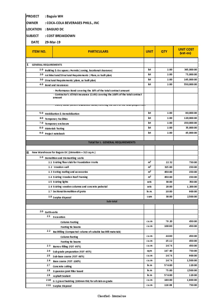 CAPEX - Baguio Warehouse Expansion | PDF | Concrete | Building