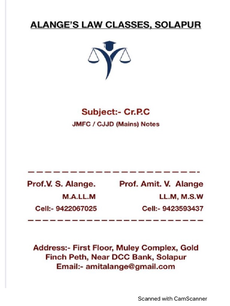 CRPC Notes Alange Law Classes | PDF