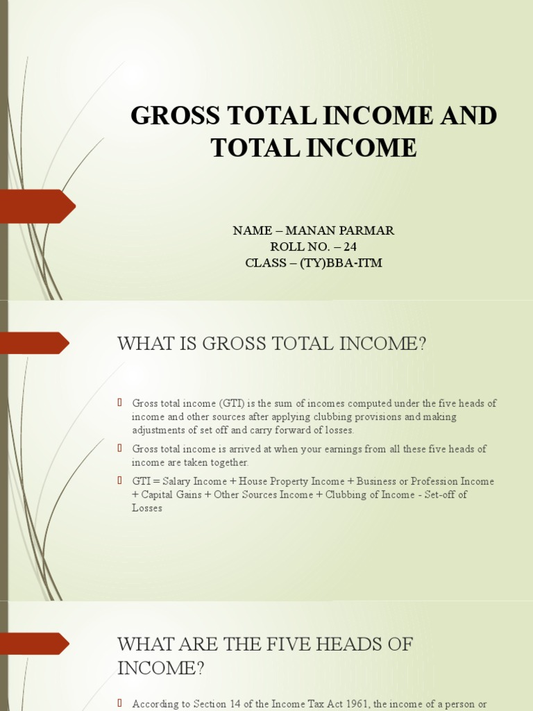 Gross Total Income and Total Income | PDF | Tax Deduction | Income