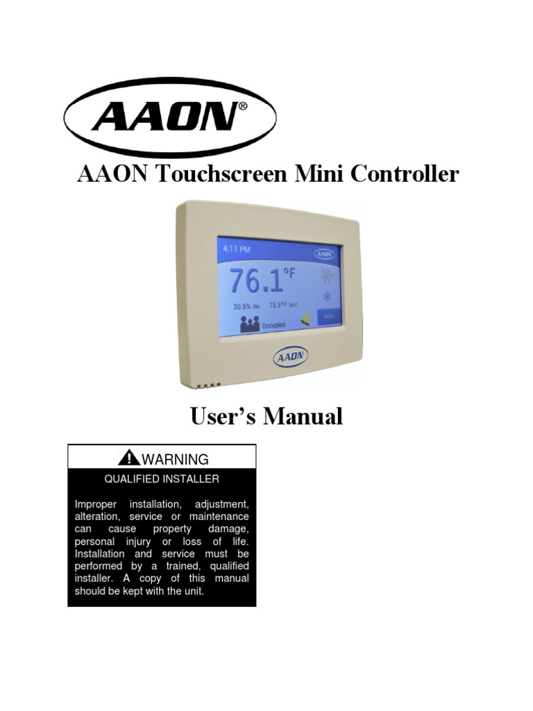 AAON Touchscreen Mini Controller Manual 160425 | PDF | Electrical Wiring | Air Conditioning