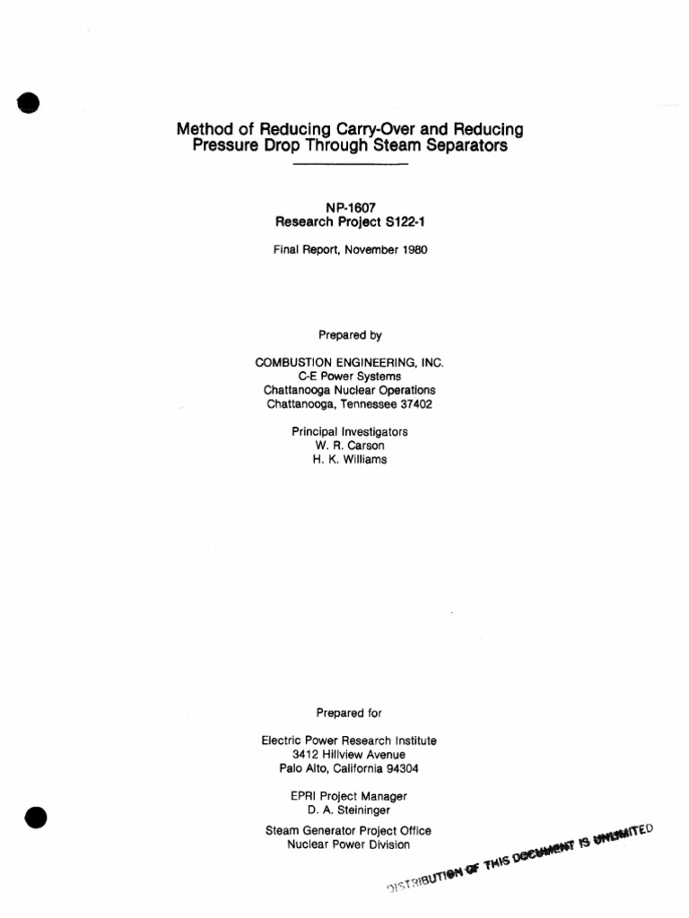 Method of Reducing Carry-Over and Reducing Pressure Drop Through Steam ... Method of Reducing Carry-Over and Reducing Pressure Drop Through Steam ...