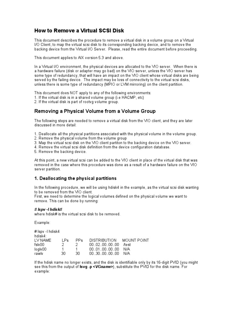 How To Remove VSCSI Disk | PDF | Server (Computing) | Operating System ...