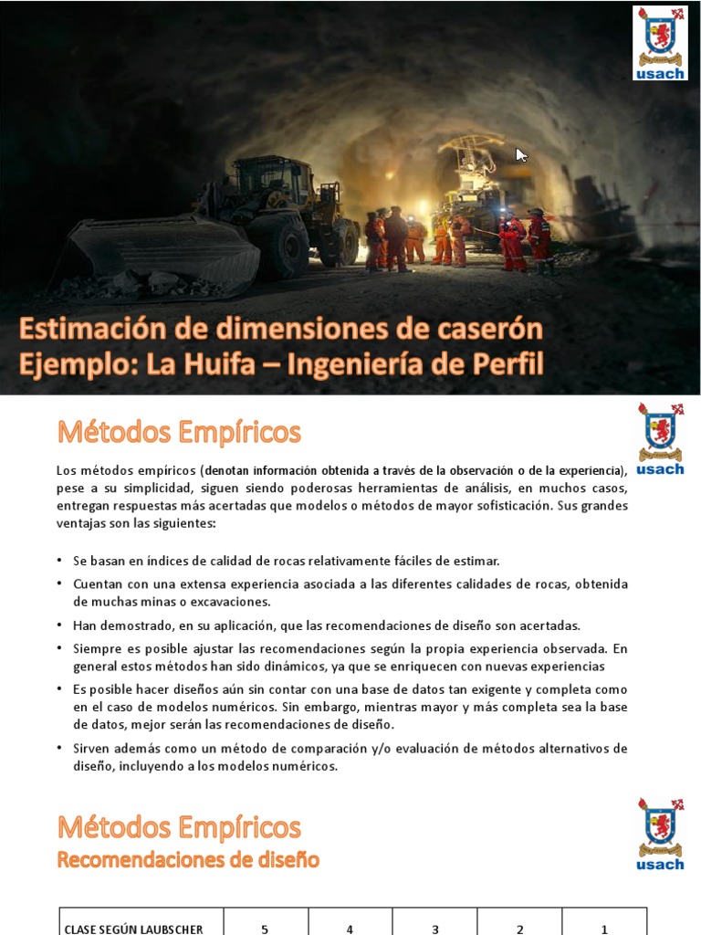 Diseño de Caserones: Métodos Empíricos | PDF | Geología | Rocas