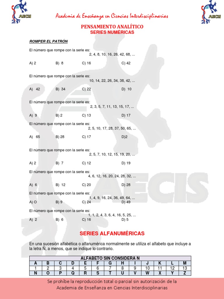Guia Pa Series Numéricas y Alfanuméricas | PDF