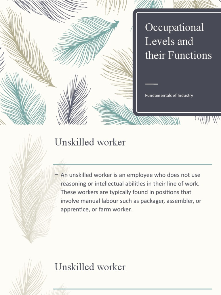 Grade 10 Lesson 5 Occupational Levels and Their Functions | PDF ...