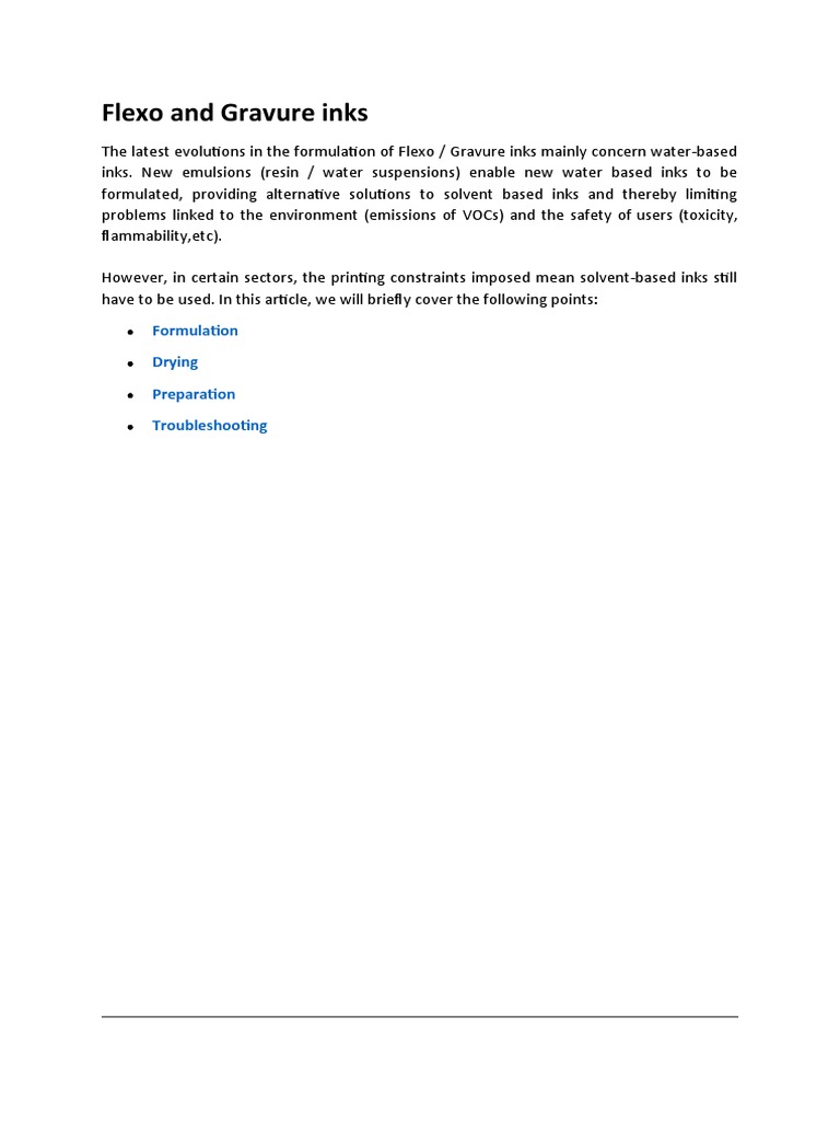 Flexo And Gravure Ink Formulations Pdf Ink Viscosity