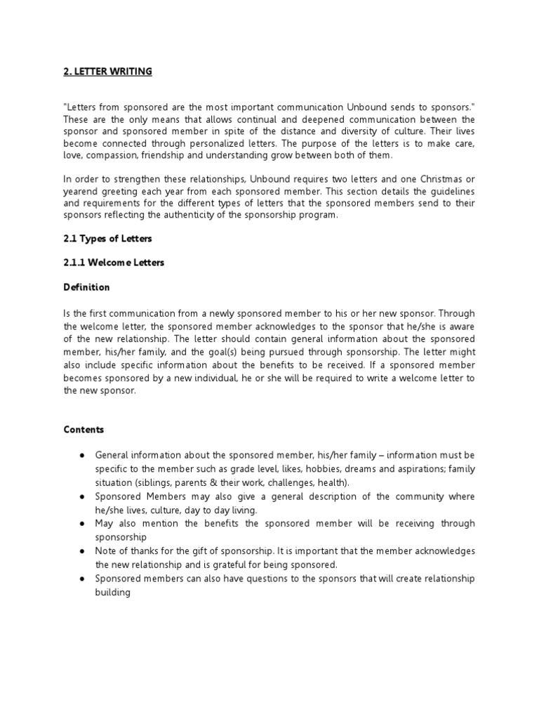 Unbound Letter Writing Guidelines | PDF | Goal | Family