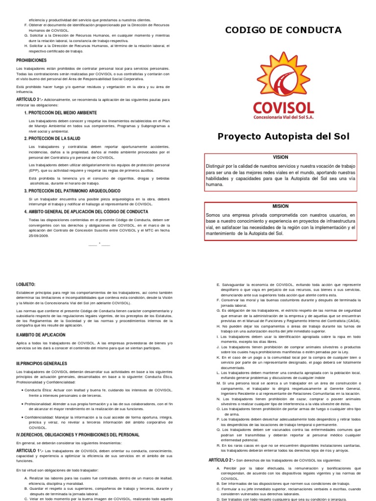 Codigo Conducta | PDF | Comportamiento | Gestión de recursos humanos