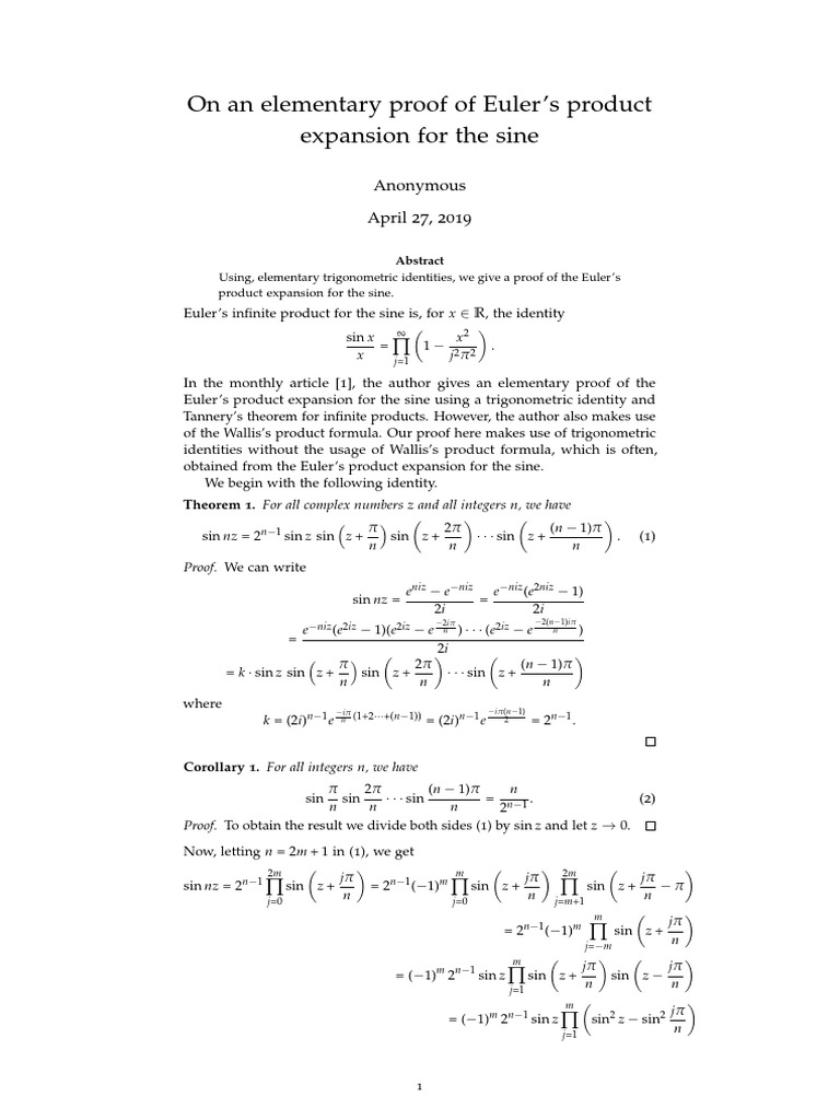 New Infinite Sine | PDF | Trigonometric Functions | Arithmetic